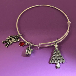 Handmade | Jewelry | Christmas Santa Adjustable Silver Bangle Bracelet ...